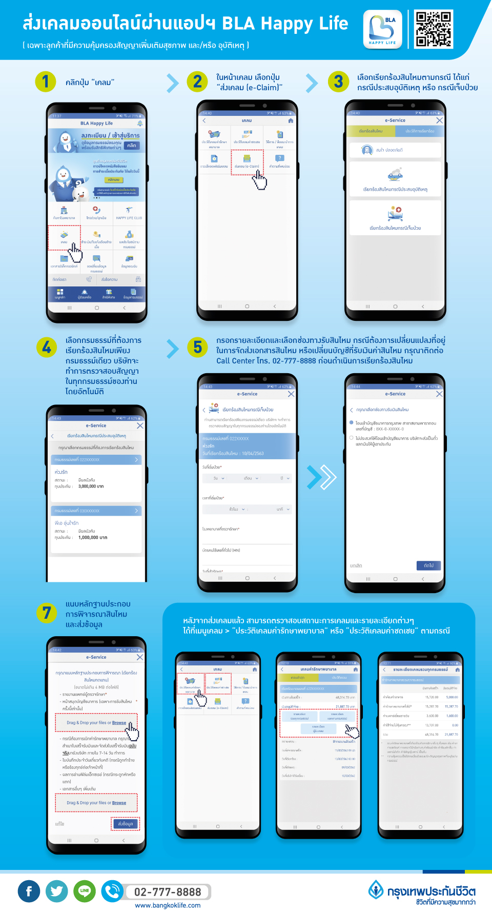 เคลมออนไลน์...ทำได้ไม่ยากผ่านแอปฯ BLA Happy Life | กรุงเทพประกันชีวิต
